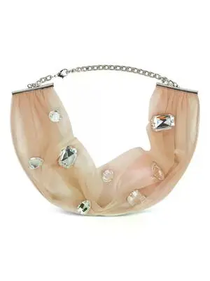 David Koma Crystal-embellished Choker - Neutrals