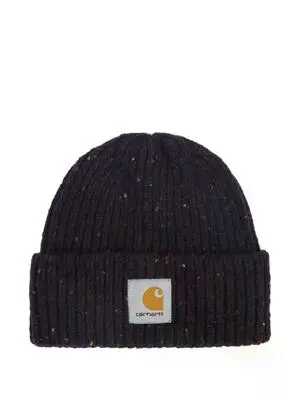 Carhartt Work In Progress Anglistic Speckled Logo-patch Beanie - Purple