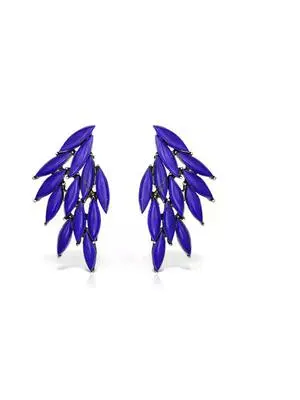 OBSIDIAN Leaf Drop Earrings - Blue