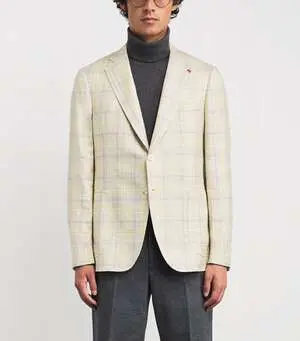 Isaia Wool-silk-linen Capri Blazer - Yellow