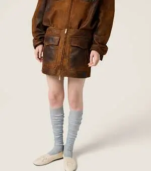 Miu Miu Waxed Suede Mini Skirt