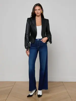 L'Agence Vashti Fringed Leather Blazer
