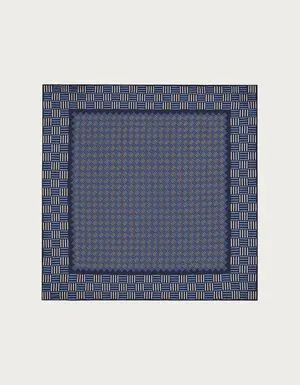 Canali Geometric Patterned Pocket Square - Blue