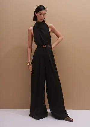 ME+EM Satin Tie Jumpsuit - Black