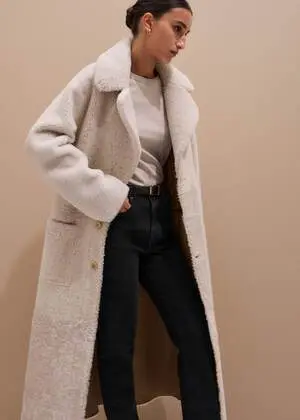 ME+EM Reversible Shearling Coat With Belt