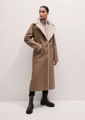 ME+EM Reversible Shearling Coat With Belt