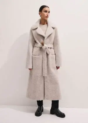 ME+EM Reversible Shearling Coat With Belt