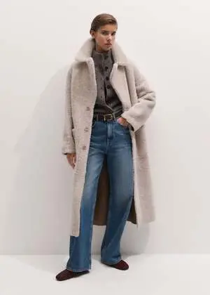 ME+EM Reversible Shearling Coat With Belt - Neutral