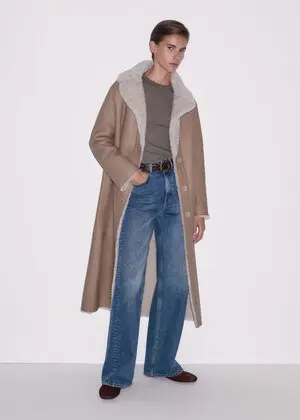 ME+EM Reversible Shearling Coat With Belt