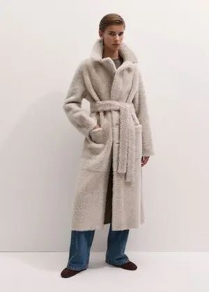 ME+EM Reversible Shearling Coat With Belt