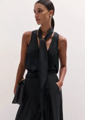 ME+EM Silk Satin Evening Scarf - Black