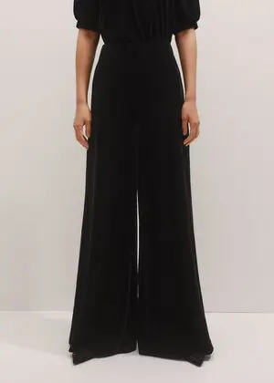 ME+EM Fluid Velour Palazzo - Black