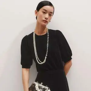 ME+EM Fluid Velour Palazzo - Black