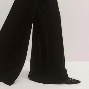 ME+EM Fluid Velour Palazzo - Black