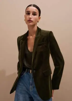 Olive Green Velvet Blazer
