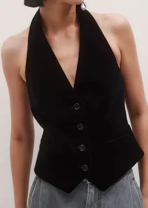 ME+EM Stretch Velvet Halter Waistcoat