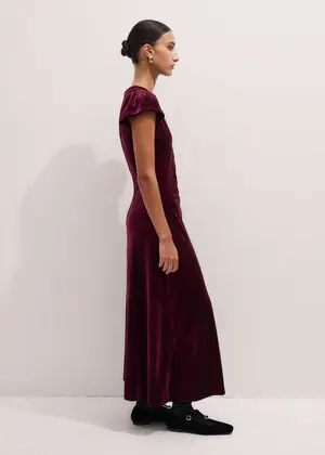 ME+EM Fluid Velour Draped Maxi Dress