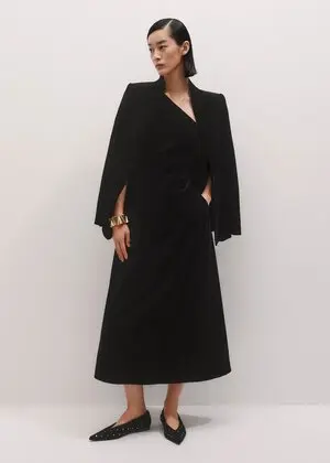 ME+EM Fit And Flare Velvet Maxi Dress With Bow