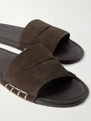 JW Anderson Loafer Suede Slides - Brown