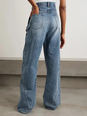 JW Anderson Twisted Asymmetric Embroidered High-rise Jeans - Blue