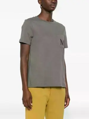 Max Mara Logo-embroidered T-shirt - Grey