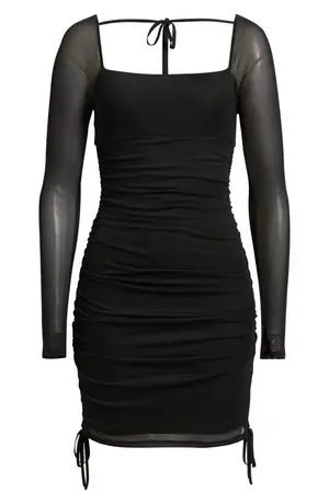 Bp. Ruched Mesh Minidress - Black