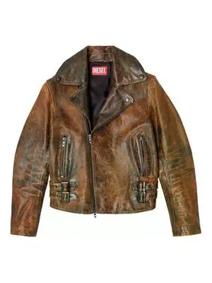 DIESEL® L-eon Distressed Leather Biker Jacket
