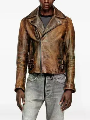 DIESEL® L-eon Distressed Leather Biker Jacket