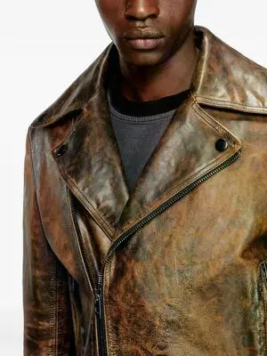 DIESEL® L-eon Distressed Leather Biker Jacket