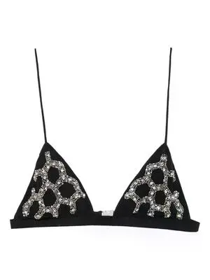 Patrizia Pepe Embroidered Triangle-cup Bra - Black