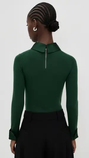 Alice + Olivia Porla Collared Sweater - Green Mystique