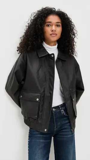 BAILEY ROSE Utility Faux Leather Coat