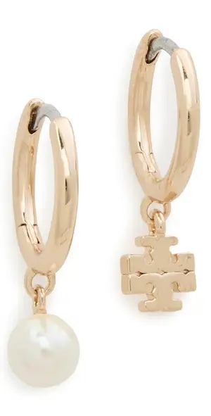 Tory Burch Mismatched Moondance Huggie Earrings - Tory Gold/pearl/crystal