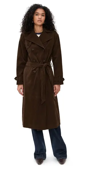 BAILEY ROSE Faux Suede Trench Coat