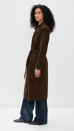 BAILEY ROSE Faux Suede Trench Coat