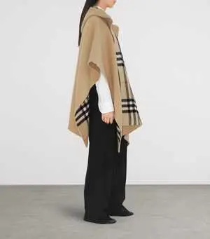 Burberry Cashmere Reversible Hooded Cape - Beige