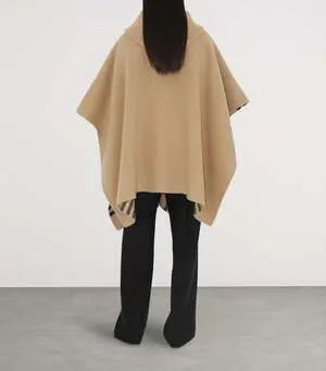 Burberry Cashmere Reversible Hooded Cape - Beige