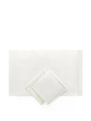Brunello Cucinelli Herringbone-striped Linen Runner Napkins Set - White
