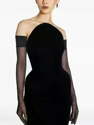 MUGLER Off-shoulder Maxi Dress