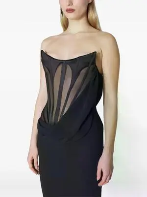 MUGLER Corset Draped Maxi Dress