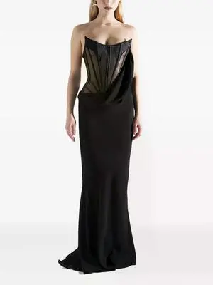 MUGLER Corset Draped Maxi Dress