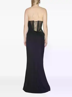 MUGLER Corset Draped Maxi Dress