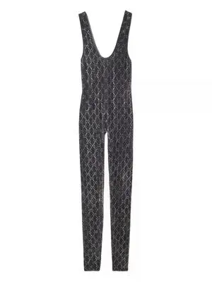 Gucci Gg Crystal Embroidery Jumpsuit - Grey