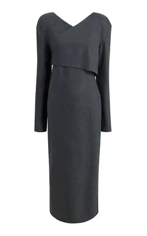 Khaite Aubrey Wool Midi Dress - Grey