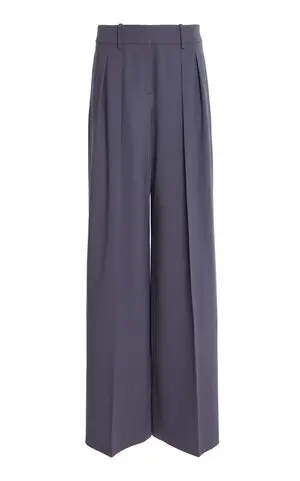 Michael Kors Pleated Stretch-wool Wide-leg Pants
