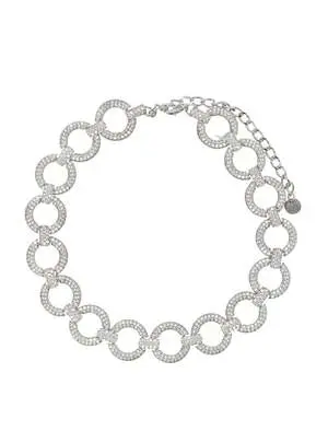 SELF-PORTRAIT Crystal Link Choker Necklace - Silver