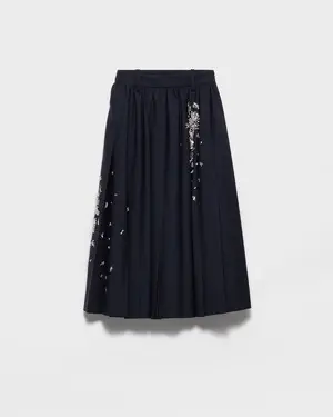 Prada Embroidered Midi-skirt - Navy