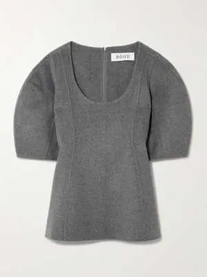 RÓHE Brushed Wool And Cashmere-blend Felt Top - Dark Gray