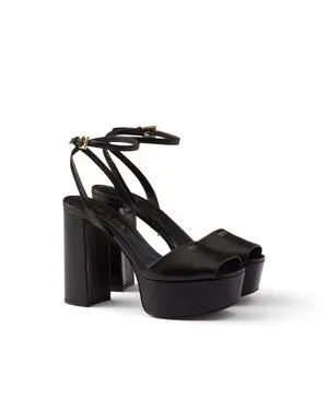 Prada Nappa Leather Platform Sandals - Black