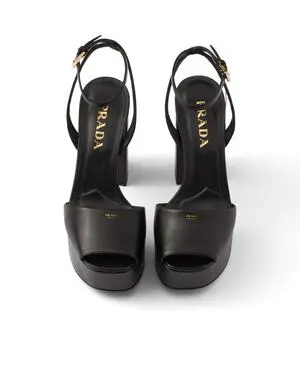 Prada Nappa Leather Platform Sandals - Black